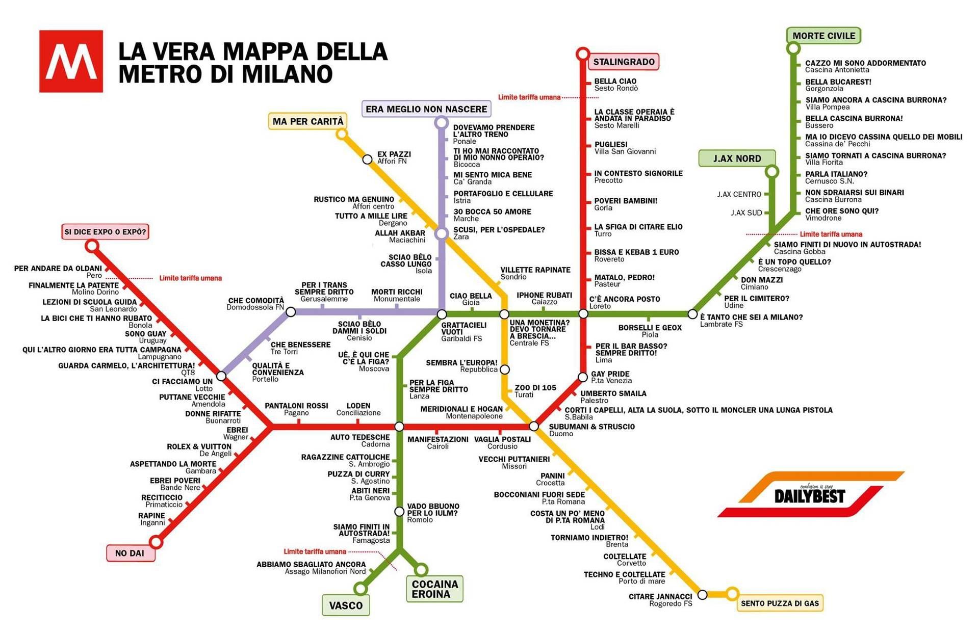 La mappa della metro di Milano alternativa
