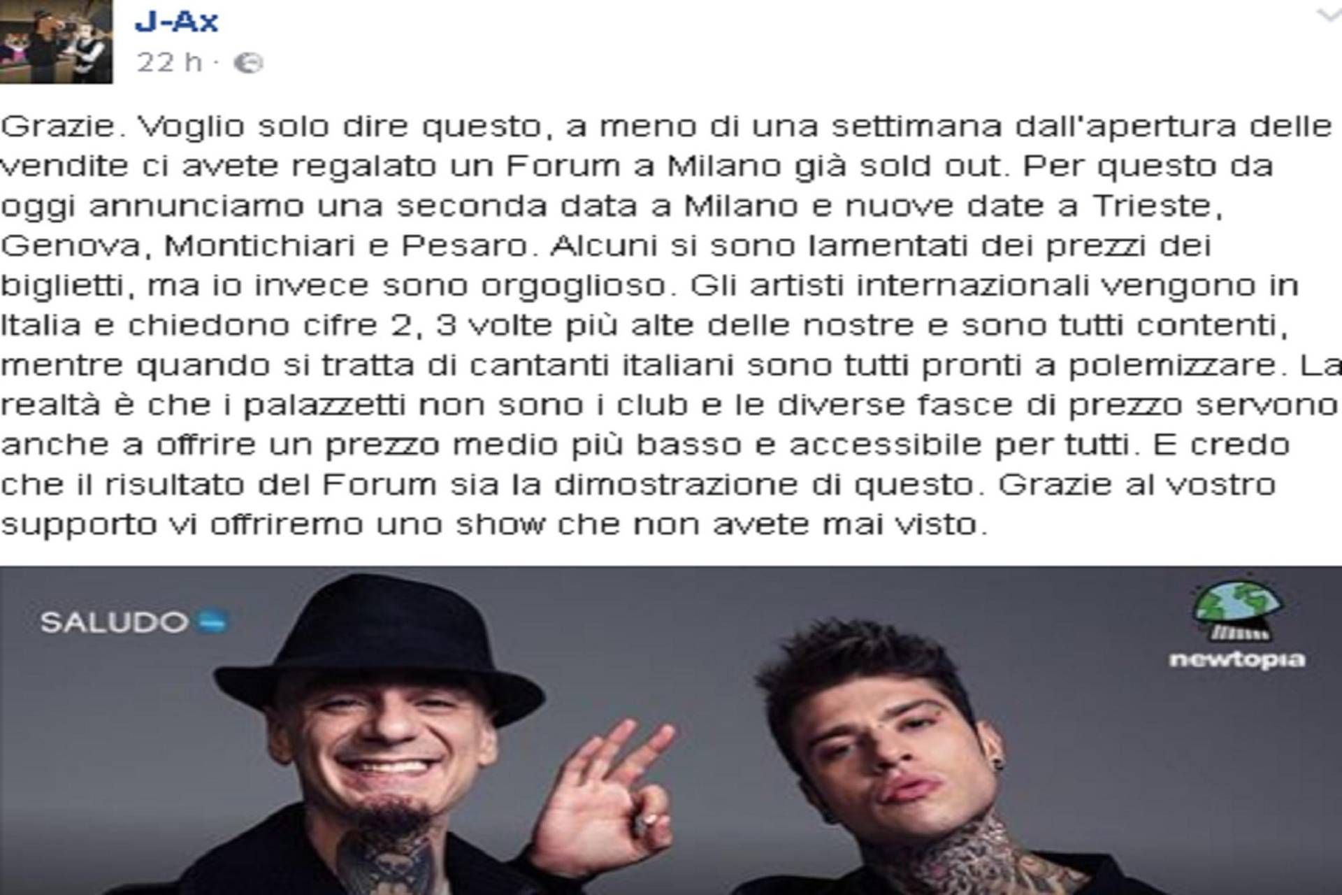 Tour J-Ax, polemica sul prezzo dei biglietti. Il rapper: "Accessibile ...