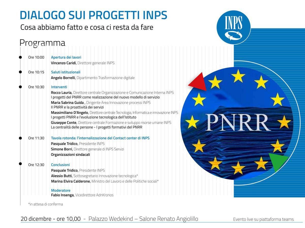 Pnrr, a Roma dialogo sui progetti Inps