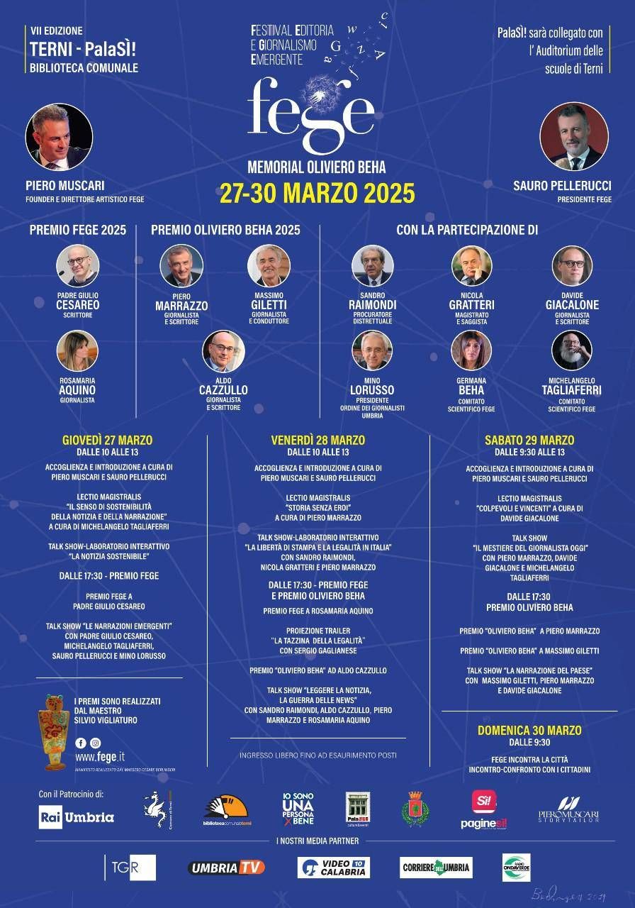 FEGE 2025: Sauro Pellerucci porta a Terni il Festival di Editoria e ...