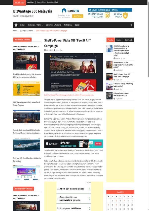 Malaysia: Shell V-Power celebrates 75 years of partnership with Ferrari ...